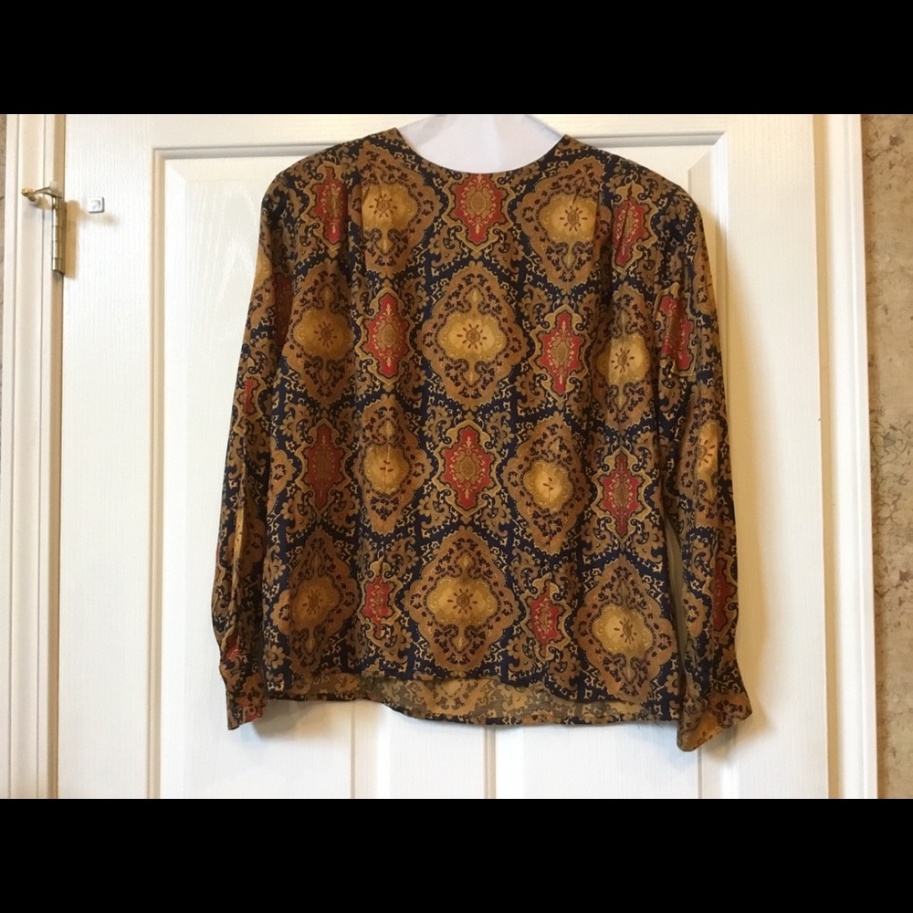 Womens Rena Rowan Lovely Blouse Paisley Lg Sleeves - Gem